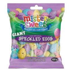 Deals on Mister Sweets Mr Sweet 125G Sugr Candy Giant Spec Eggs ...
