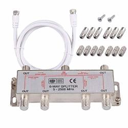 Neoteck 6-WAY Coax Cable Splitter Moca 5-2500MHZ Coaxial Splitter ...