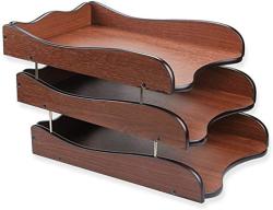 Deals on Blryp Wooden 3 Tier File Rack Office Desktop Letter Document ...