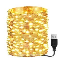USB Powered LED Copper Wire Fairy Lights Warm White - 10M | Reviews ...