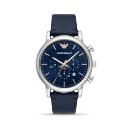 Emporio Armani Men's Blue Leather Chronograph Watch Prices | Shop Deals ...