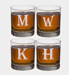 4 Piece Custom Engraved Set-mix And Match Monogram Whiskey Glass Set ...