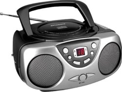 Sylvania SRCD243 Portable Cd Player With Am fm Radio Boombox Black ...