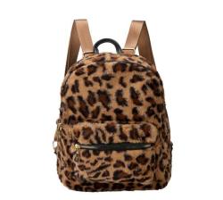 Deals on Faux Leopard Fur Backpack - Brown | Compare Prices & Shop ...